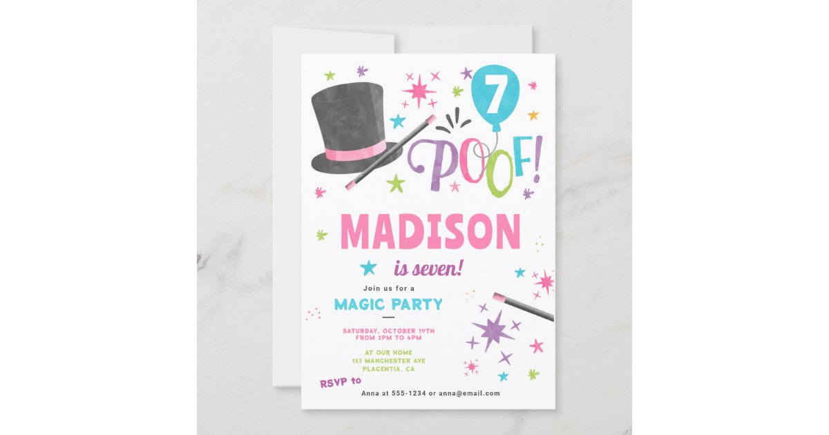 Magic birthday Party Girl Magician Invitation | Zazzle