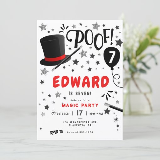 Magic birthday Party Magician Invitation | Zazzle