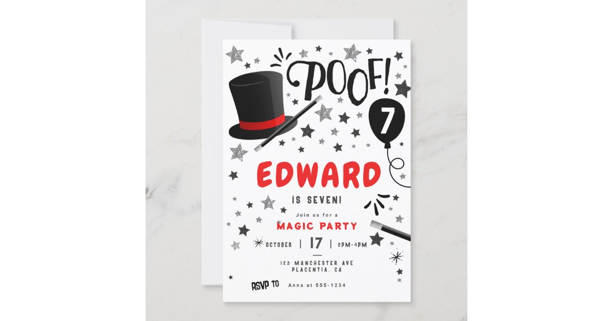 Magic birthday Party Magician Invitation | Zazzle