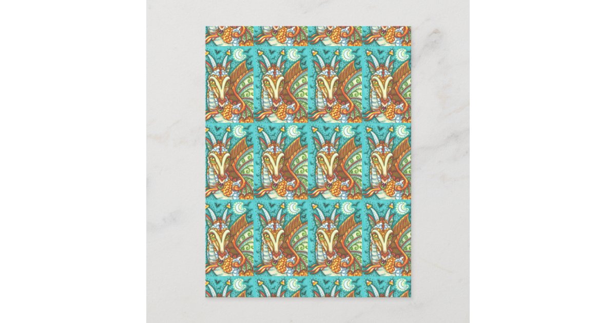 MAGIC CANDY CORN DRAGON, HALLOWEEN FANTASY POSTCARD | Zazzle