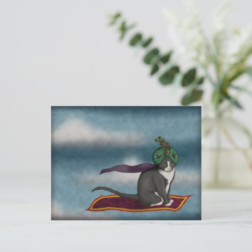 Magic Carpet Cat, postcard | Zazzle