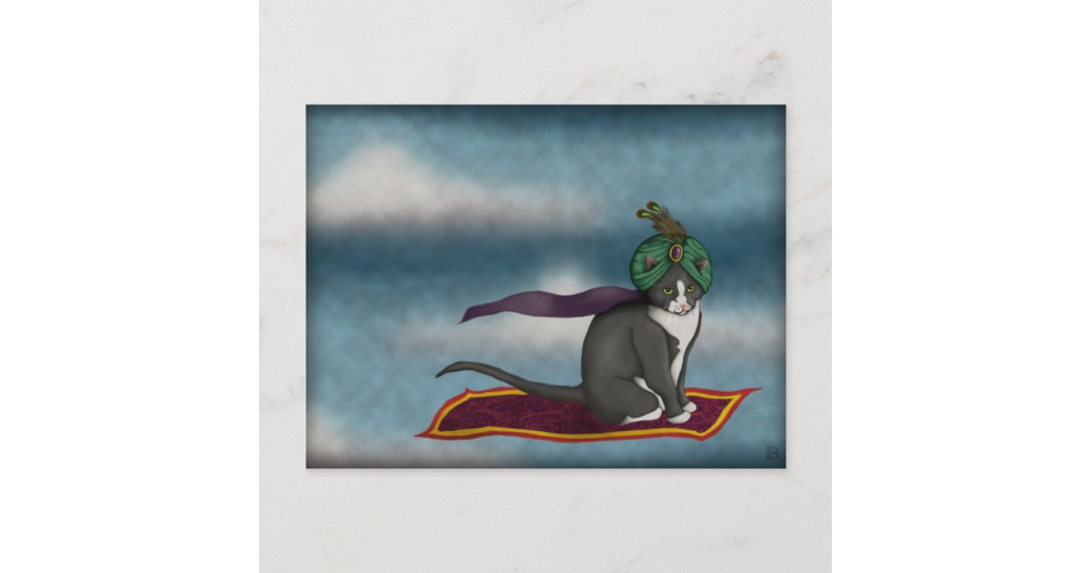 Magic Carpet Cat, postcard | Zazzle