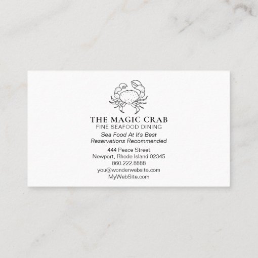 Magic Crab Fine Dining by The Sea Pastel Business Card | Zazzle