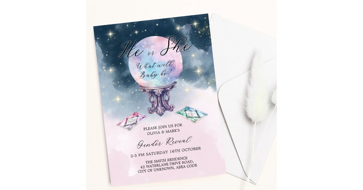 Magic Crystal Ball Spooky Psychic Gender Reveal Invitation | Zazzle