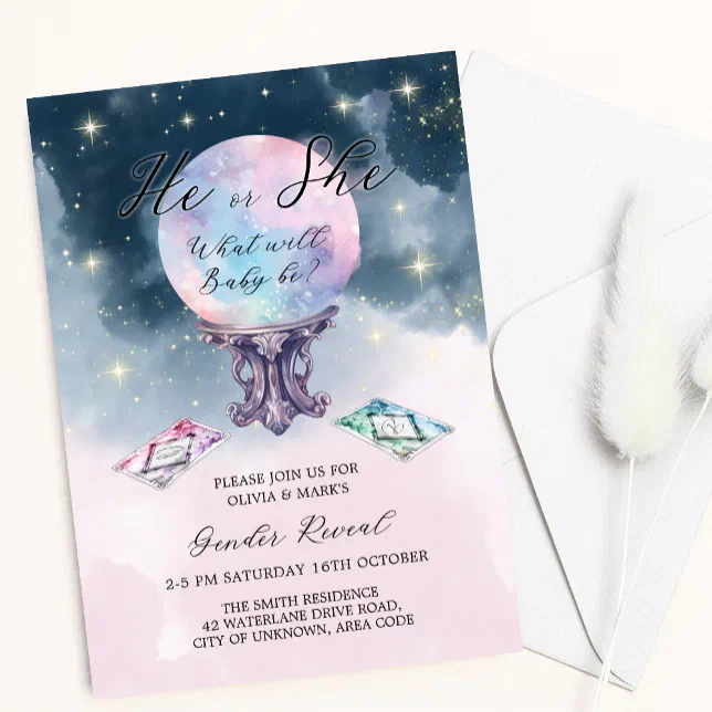 Magic Crystal Ball Spooky Psychic Gender Reveal Invitation | Zazzle