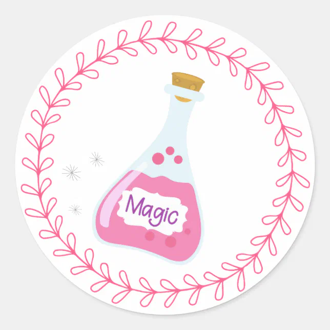 Magic Fairy Girl's Birthday Party | Magic Potion Classic Round Sticker ...
