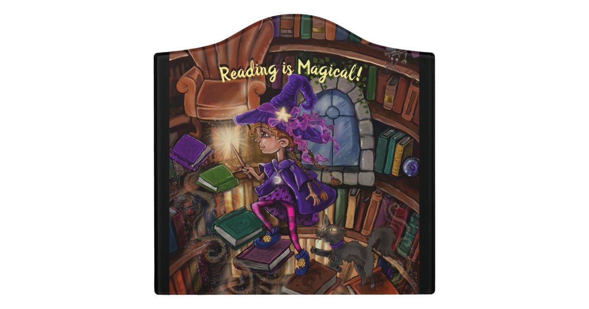 Magic In the Library 'Reading is Magical' Door Sign | Zazzle