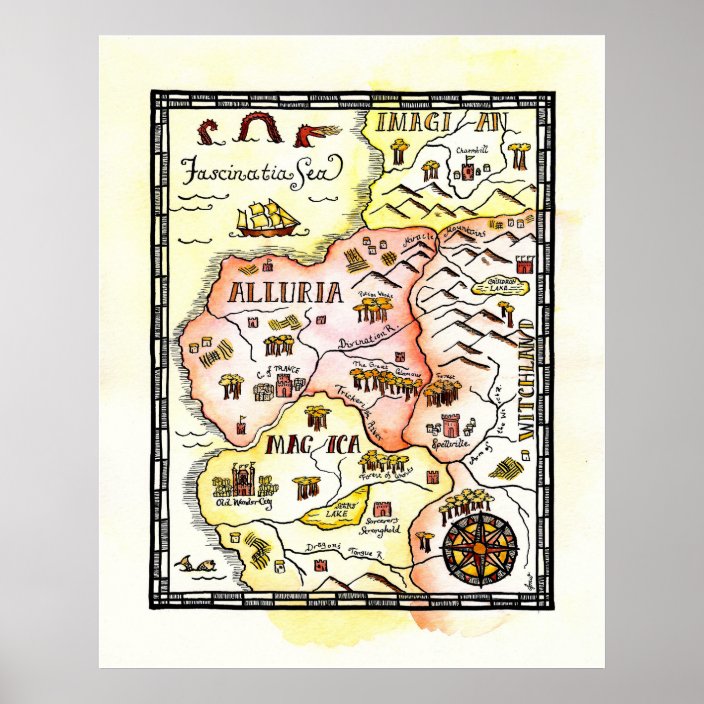 Magic Lands Fantasy Map Poster | Zazzle.com