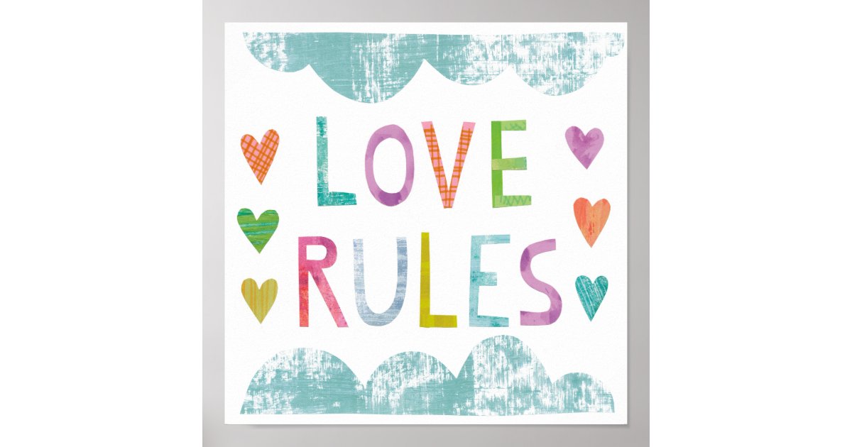 Magic Love Rules with Hearts Poster | Zazzle