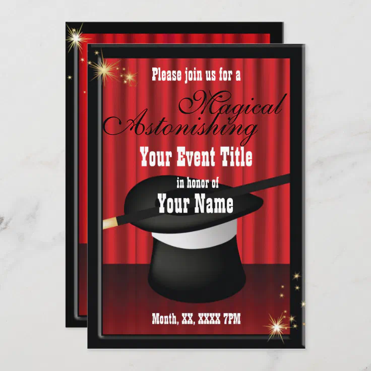 Magic Magician Party Event Custom Invitation | Zazzle