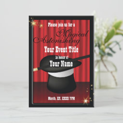 Magic Magician Party Event Custom Invitation | Zazzle