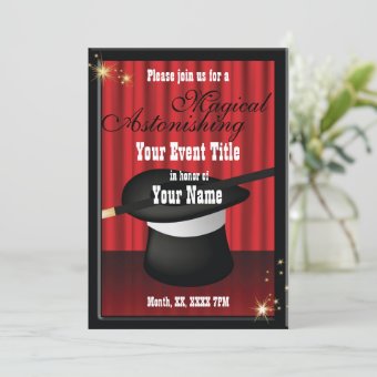 Magic Magician Party Event Custom Invitation | Zazzle