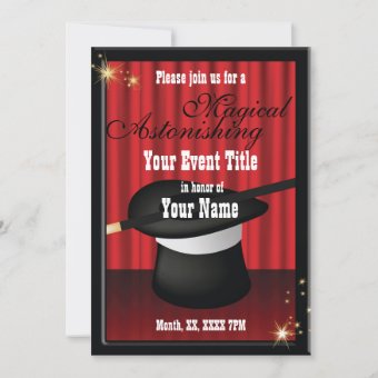 Magic Magician Party Event Custom Invitation | Zazzle