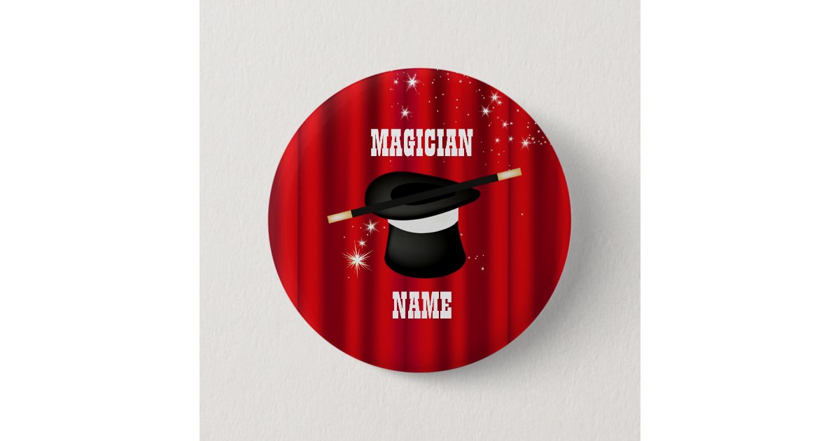 Magic Magician Party Name Button | Zazzle