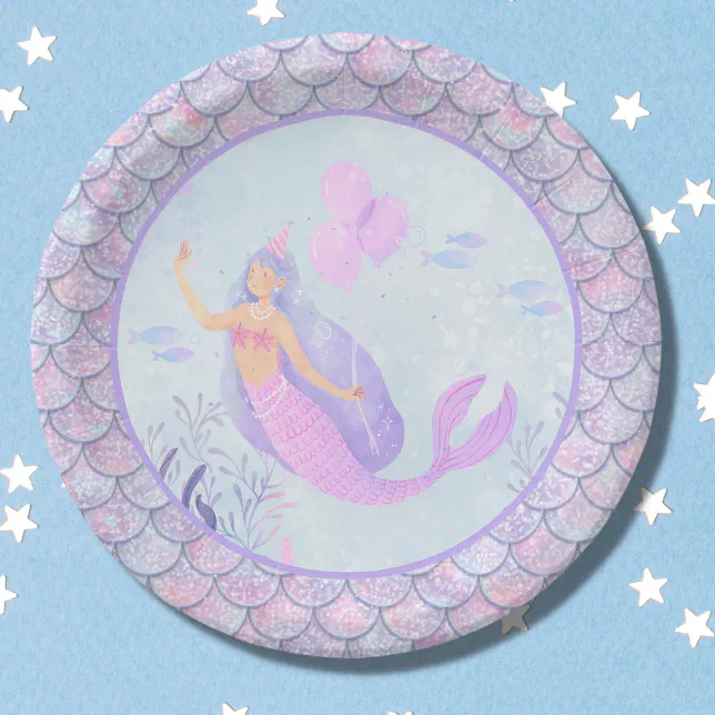 Magic Mermaid Scales Birthday Party Paper Plates | Zazzle