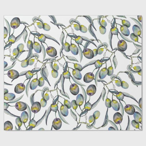 Magic Olive Branch Watercolor Hand-painted Wrapping Paper | Zazzle