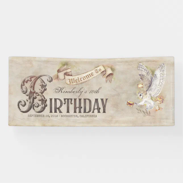 Magic Owl Birthday Party Welcome Banner | Zazzle