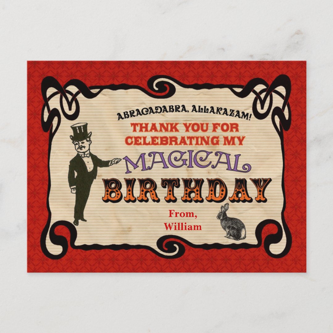 Magic Party Thank You Postcard | Zazzle
