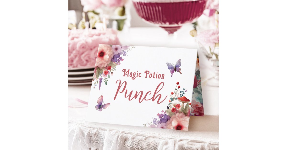 Magic Potion Punch Birthday Buffet Label Card | Zazzle