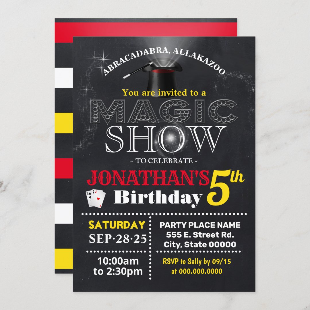Magic show birthday bash children party invitation | Zazzle