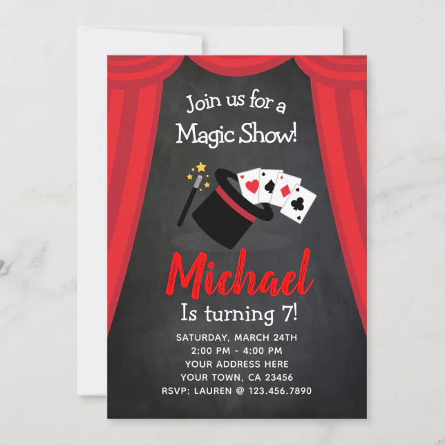 Magic Show Birthday Invitation | Zazzle