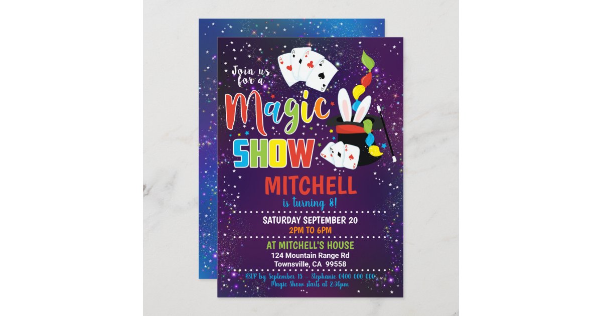 Magic Show Birthday Invitation Magic Invitation | Zazzle