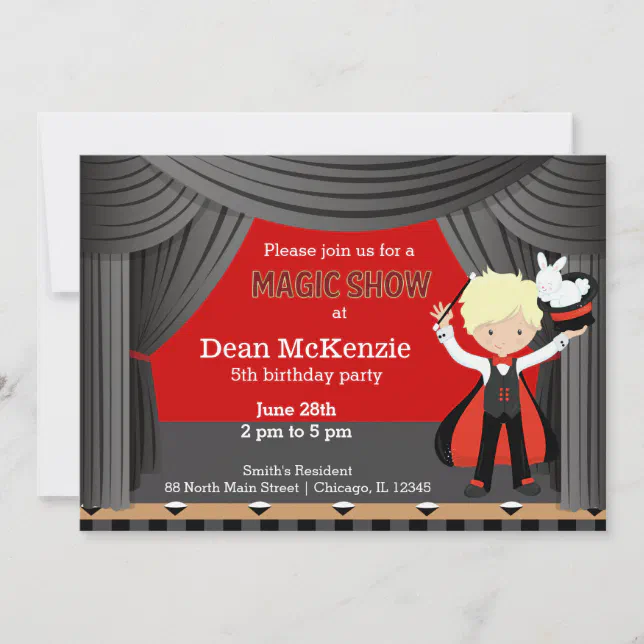 Magic Show birthday party Invitation | Zazzle