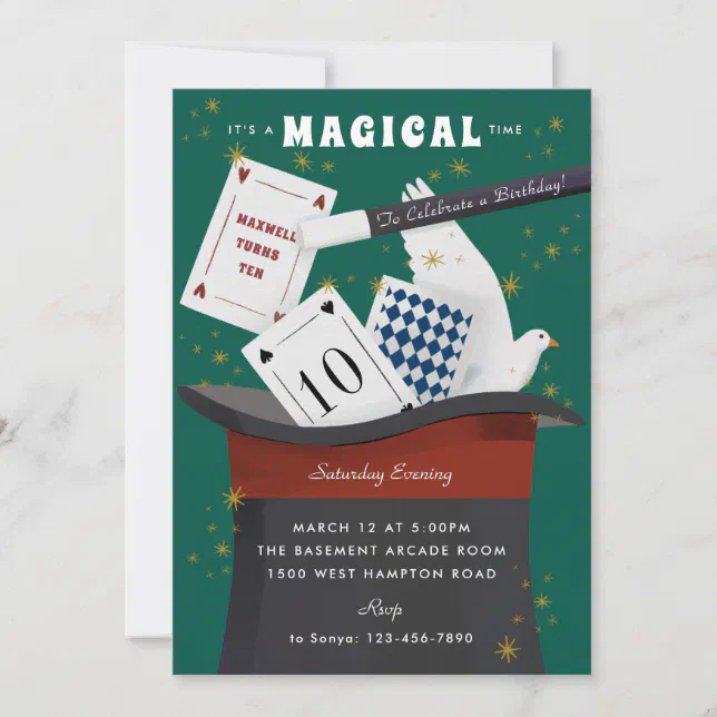 Magic Show Birthday Party Invitation | Zazzle