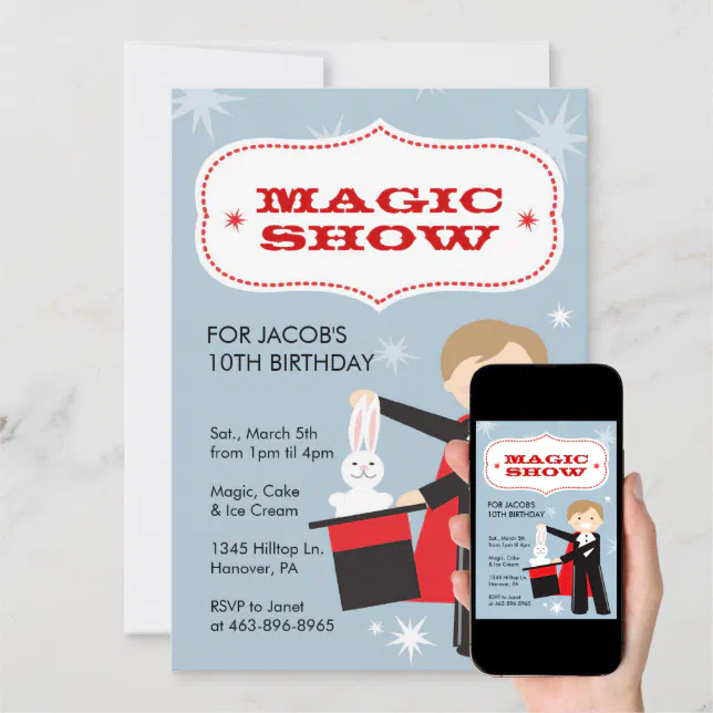 Magic Show Birthday Party Invitations | Zazzle