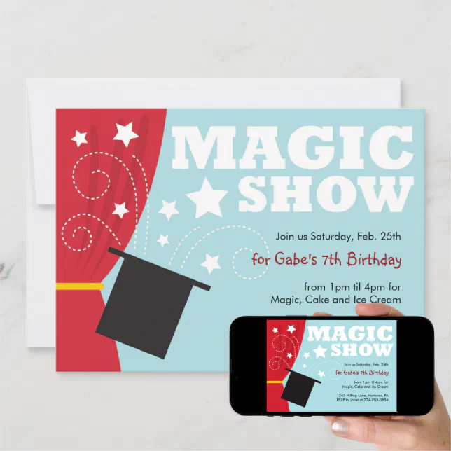 Magic Show Birthday Party Invitations | Zazzle
