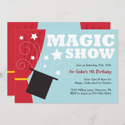 Magic Show Birthday Party Invitations | Zazzle