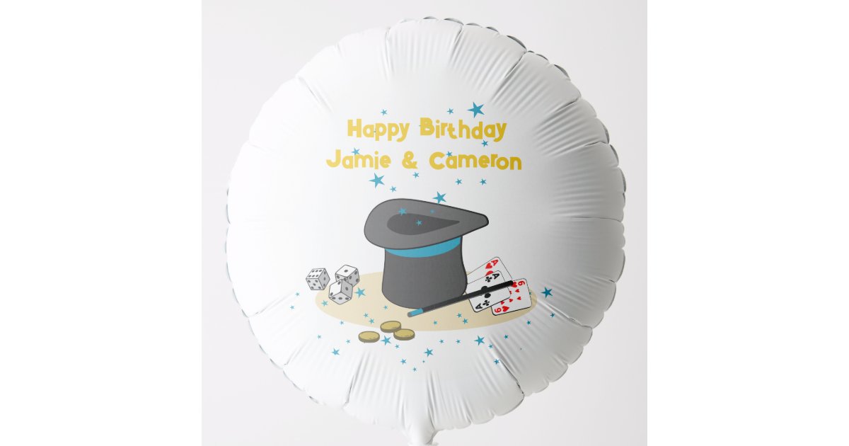 Magic Show Blue Happy Birthday Joint Celebration Balloon | Zazzle