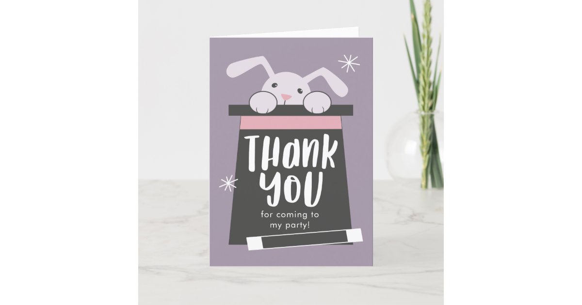Magic Show Bunny Birthday Party Thank You | Zazzle