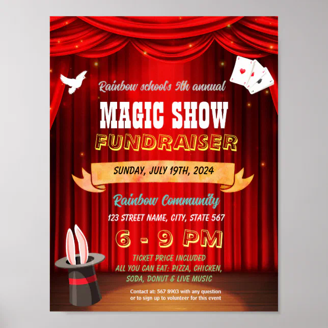 Magic show event flyer poster template | Zazzle