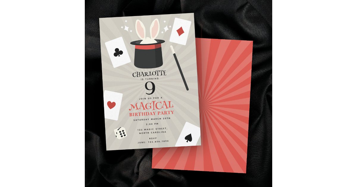 Magic Show Magician Kids Birthday Party Invitation | Zazzle
