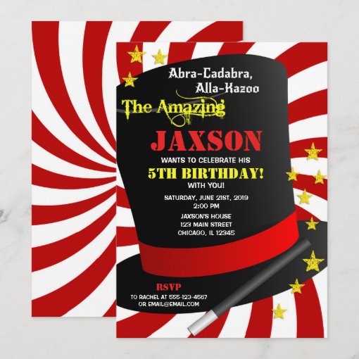 Magic show party birthday magician invitation | Zazzle