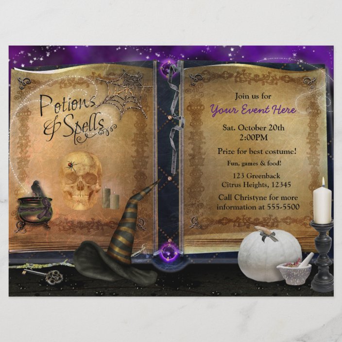 Magic Spell Book Halloween Party Event Flyer | Zazzle.com