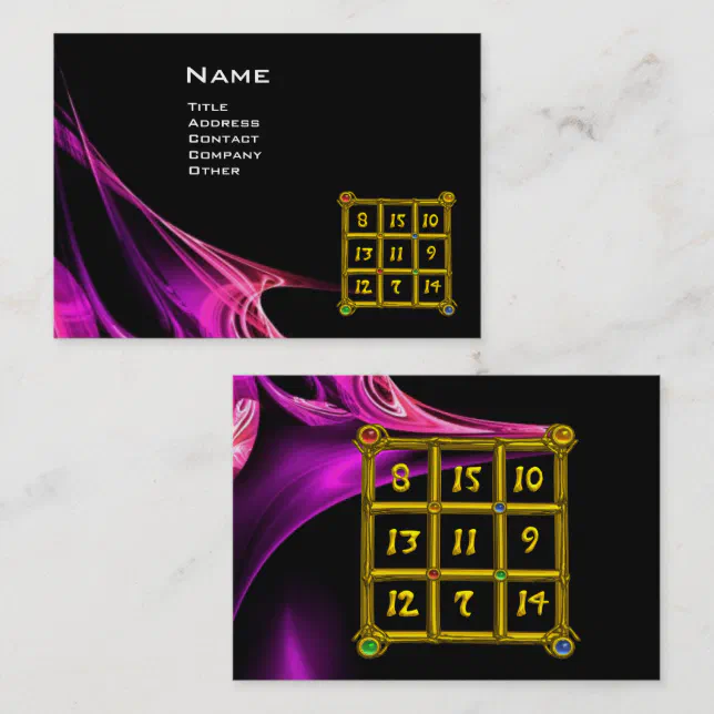 MAGIC SQUARE 33 Pink Purple Black Fractal Waves Business Card | Zazzle
