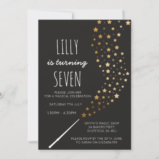 Magic themed birthday party invitation | Zazzle