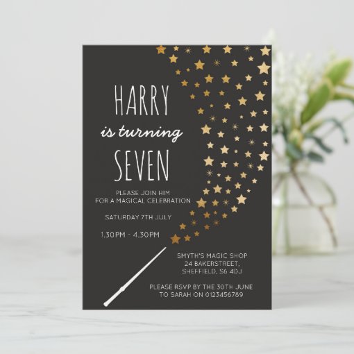 Magic themed birthday party invitation | Zazzle