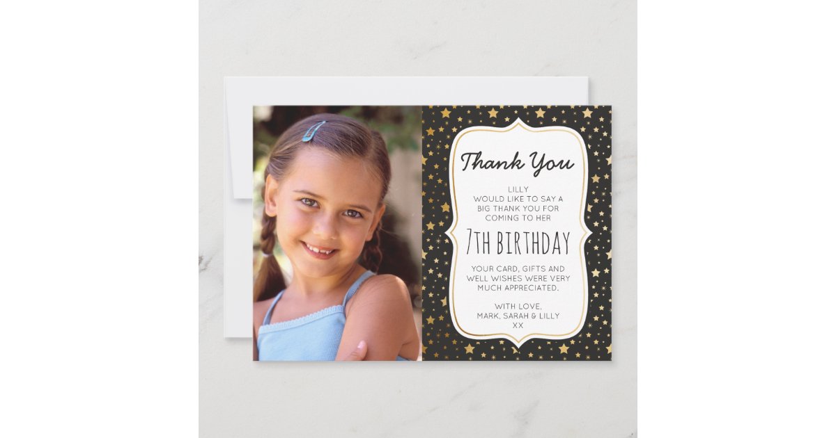 Magic themed photo birthday thank you card | Zazzle