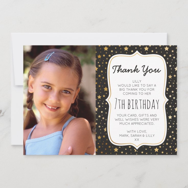Magic themed photo birthday thank you card | Zazzle