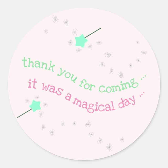 Magic Wand Babyshower 'Thank You' Classic Round Sticker | Zazzle.com