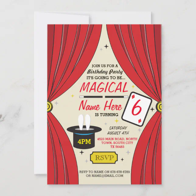 Magic Wand Magician Any Age Birthday Party Invite | Zazzle