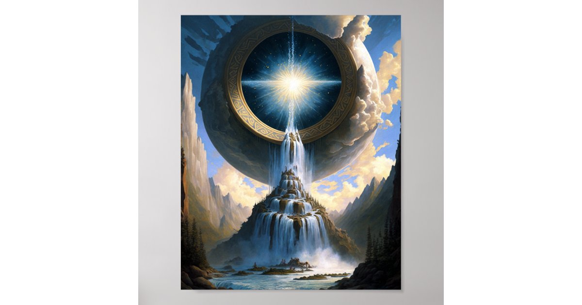 Magic Waterfall Surreal Fantasy Art Poster | Zazzle