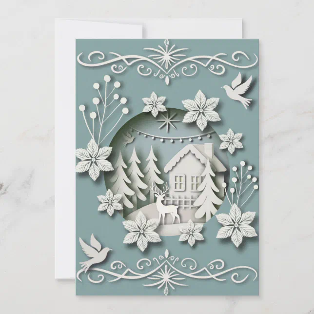 Magical 3D Unique Christmas Card with Winter Scene | Zazzle