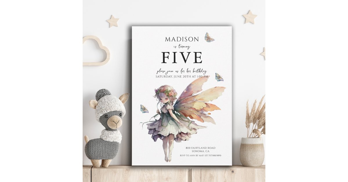 Magical Anime Fairy 5th Birthday Party Invitation | Zazzle