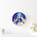 Magical anime star girl round clock | Zazzle