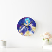 Magical anime star girl round clock | Zazzle