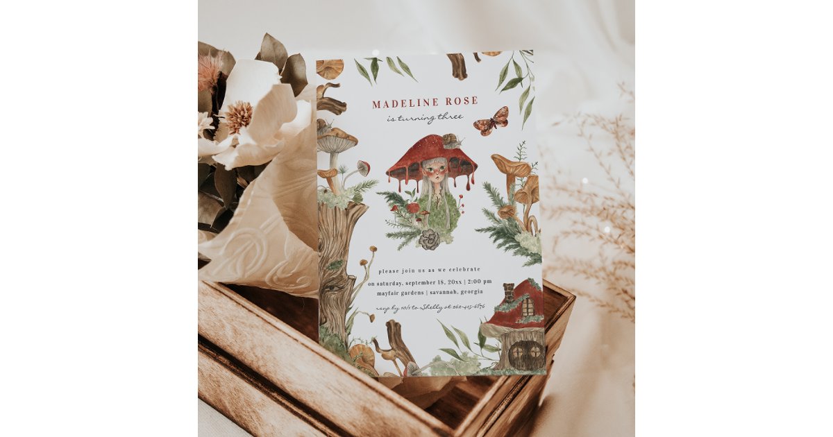 Magical Autumn Forest Fairy | Birthday Invitation | Zazzle